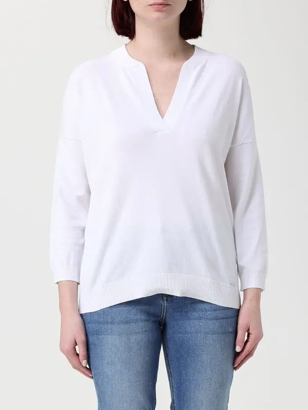 FAY Ribbed V-neck Sweater - White