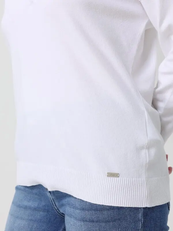 FAY Ribbed V-neck Sweater - White
