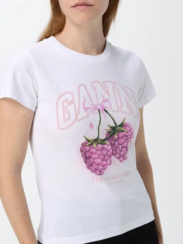 GANNI Printed Organic Cotton Crewneck T-shirt
