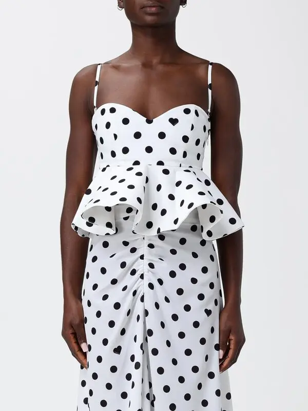 Fiorucci Polka Dot Peplum Top - White