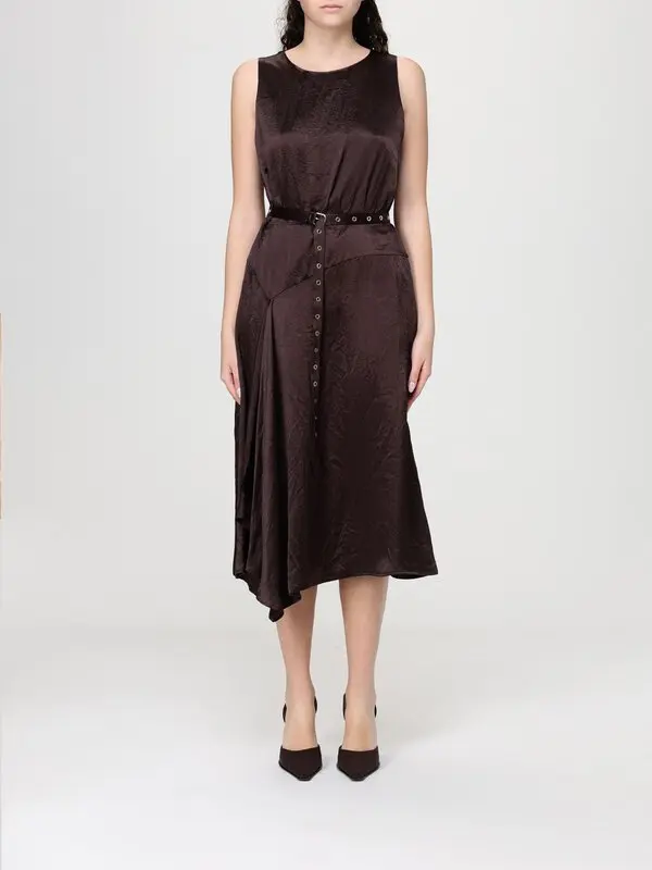 Liu Jo Sleeveless Midi Dress With Belt - Brown