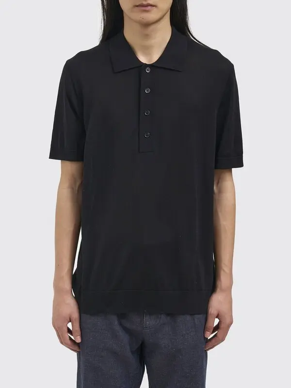 PAOLO PECORA Cotton And Silk Knit Polo Shirt - Black