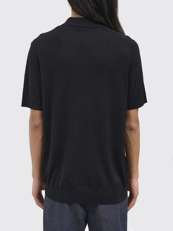 PAOLO PECORA Cotton And Silk Knit Polo Shirt - Black