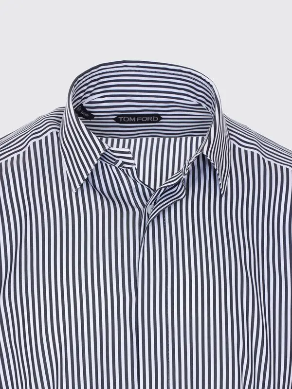 TOM FORD Striped Cotton And Silk Shirt - Blue