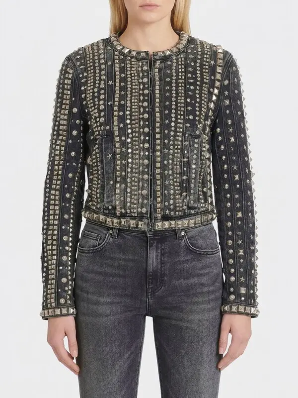 R13 Embellished Studded Denim Jacket - Black