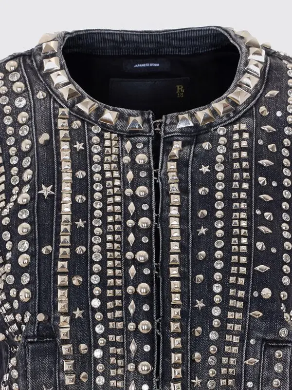R13 Studded And Rhinestone Denim Jacket