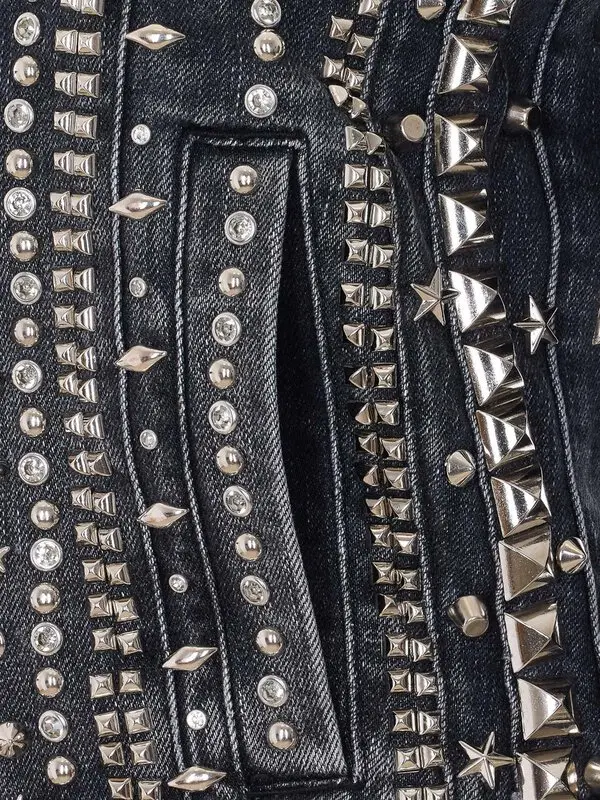 R13 Studded And Rhinestone Denim Jacket