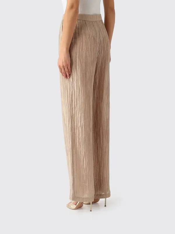 Emporio Armani Pleated Lyocell Blend Palazzo Pants - Beige