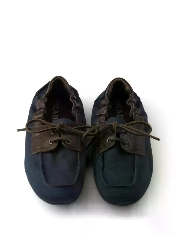 Prada Canvas And Leather Boat Shoes - Blue