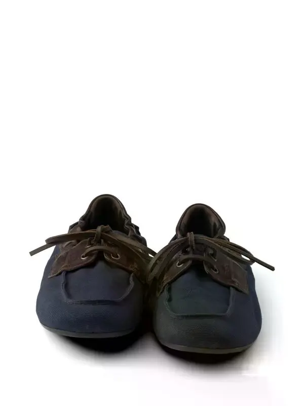 Prada Canvas And Leather Boat Shoes - Blue