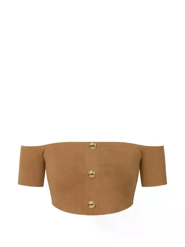 Elisabetta Franchi Metal Button Top - Neutrals