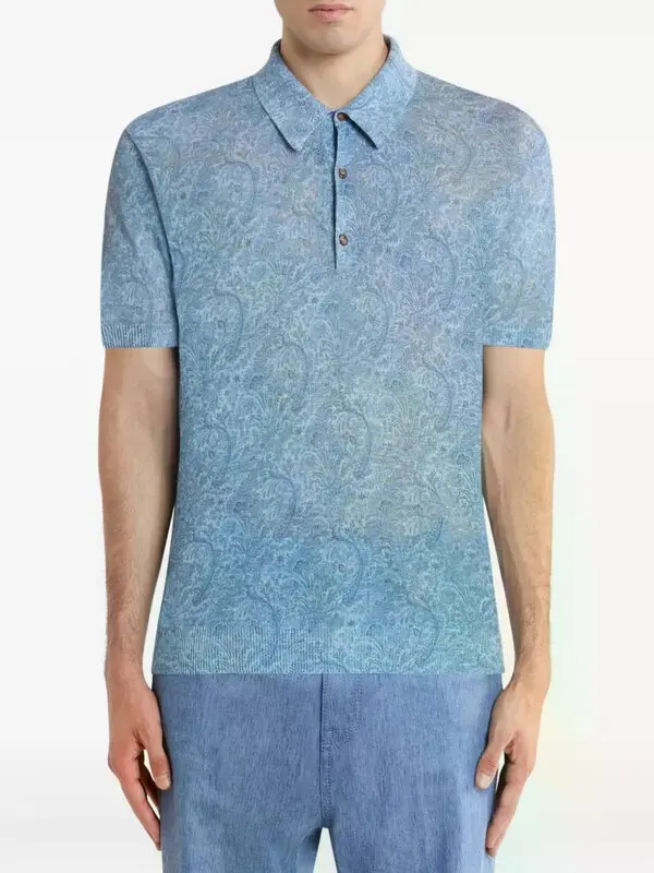 Etro Floral-motif Polo Shirt - Blue