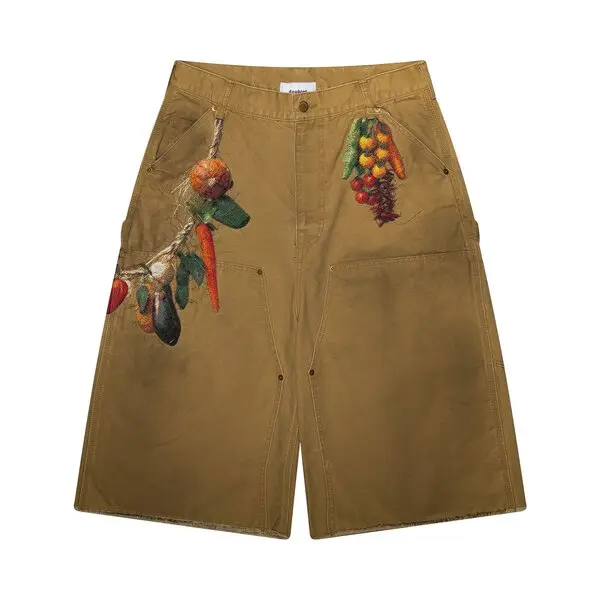 DOUBLET Vegetable Embroidery Cut-off Pants - Tan