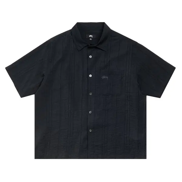 StÜssy Pleated Textured Shirt - Black