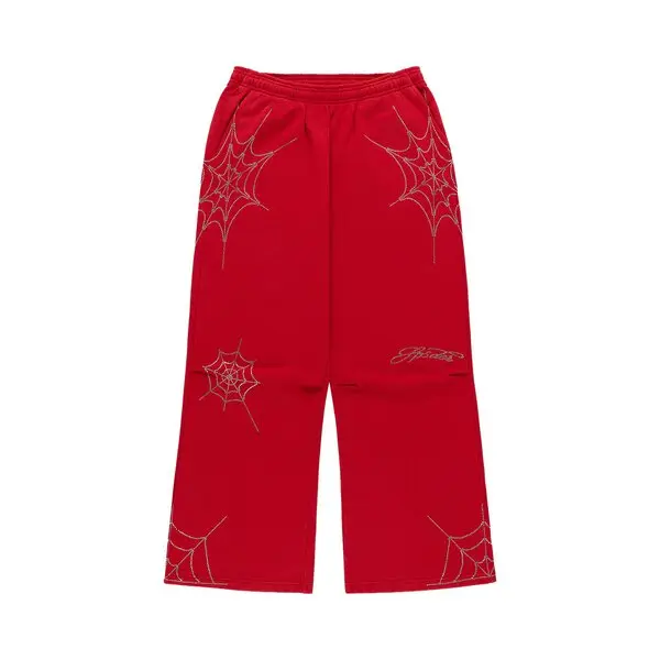 SP5DER Rhinestone Web Sweatpant - Red