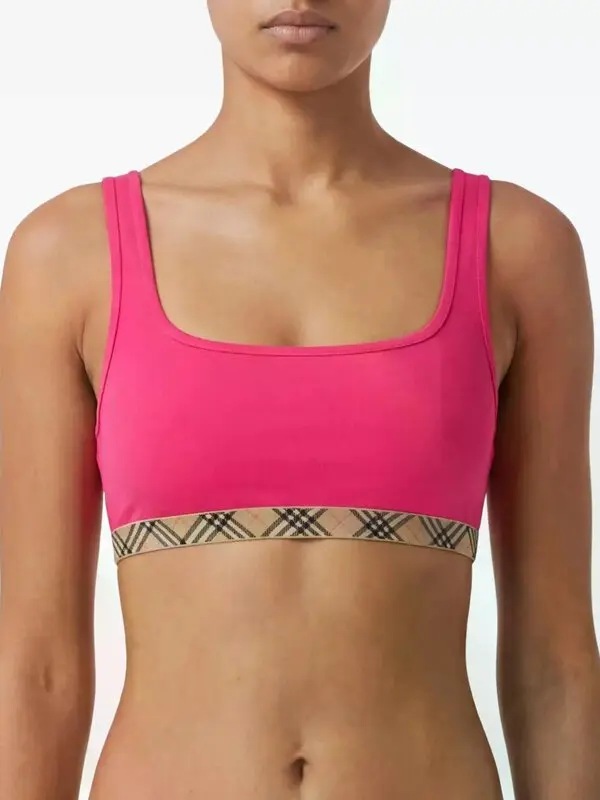 Burberry Check Trim Bikini Top - Red
