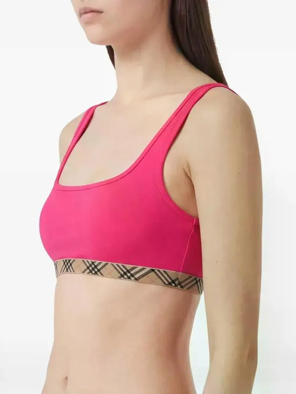 Burberry Check Trim Bikini Top - Red
