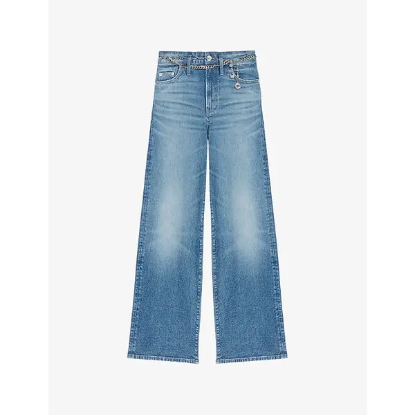 Maje Chain-belt Faded-wash Denim Jeans