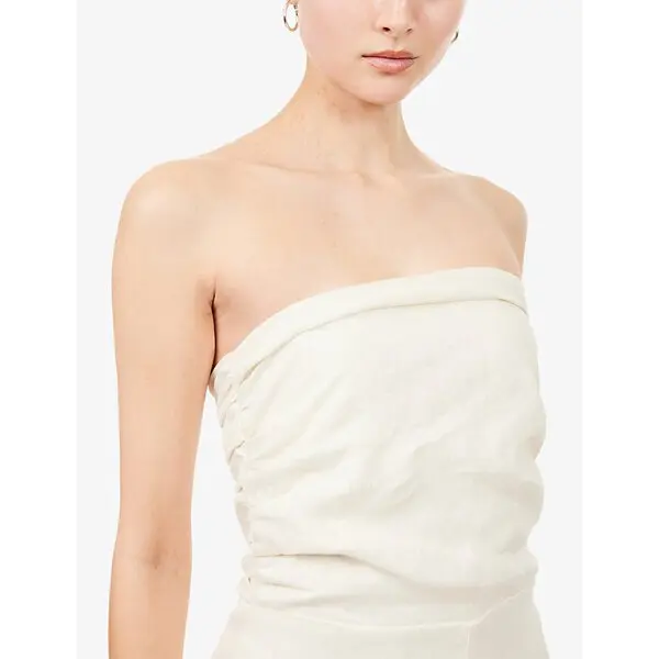 Second Summer Strapless Linen Jumpsuit - Cream
