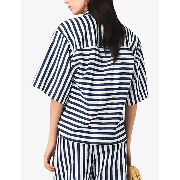 Maje Striped Short-sleeved Woven Shirt