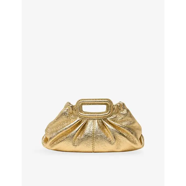 Maje Mini Metallic Leather Clutch - Gold