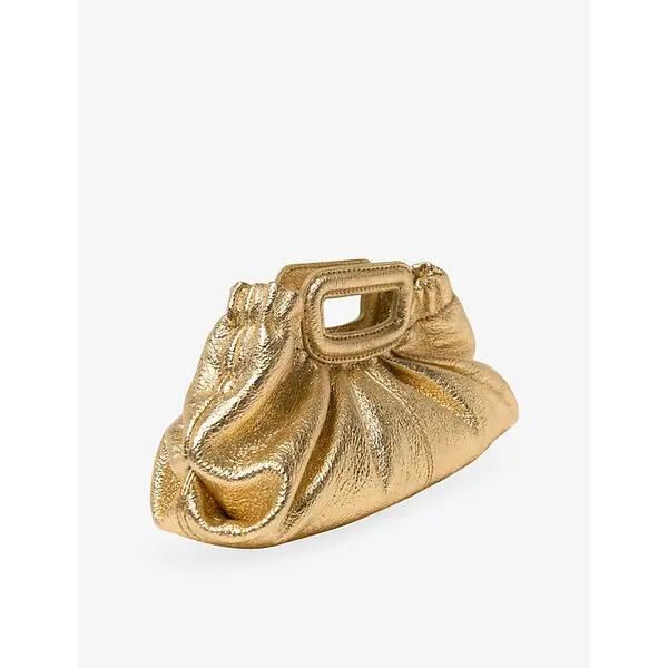Maje Mini Metallic Leather Clutch - Gold