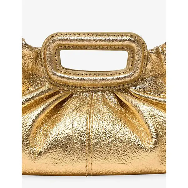 Maje Mini Metallic Leather Clutch - Gold