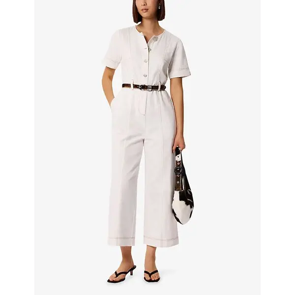 Whistles Belted Wide-leg Denim Jumpsuit