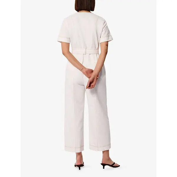 Whistles Belted Wide-leg Denim Jumpsuit
