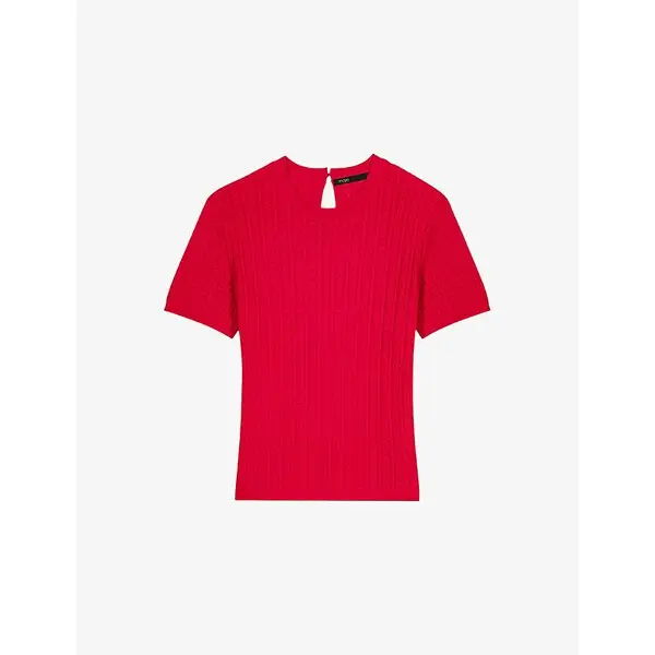 Maje Short-sleeved Knitted Cotton-blend Jumper