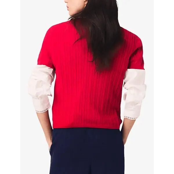 Maje Short-sleeved Knitted Cotton-blend Jumper
