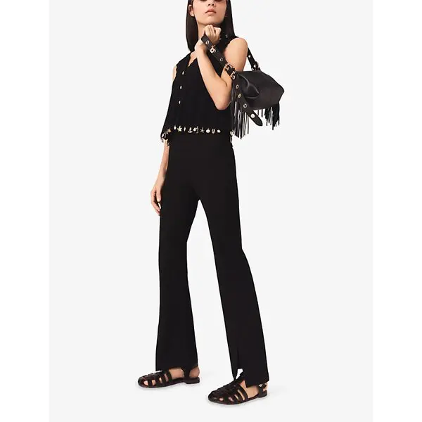 Maje Flared Split-hem Woven Trousers