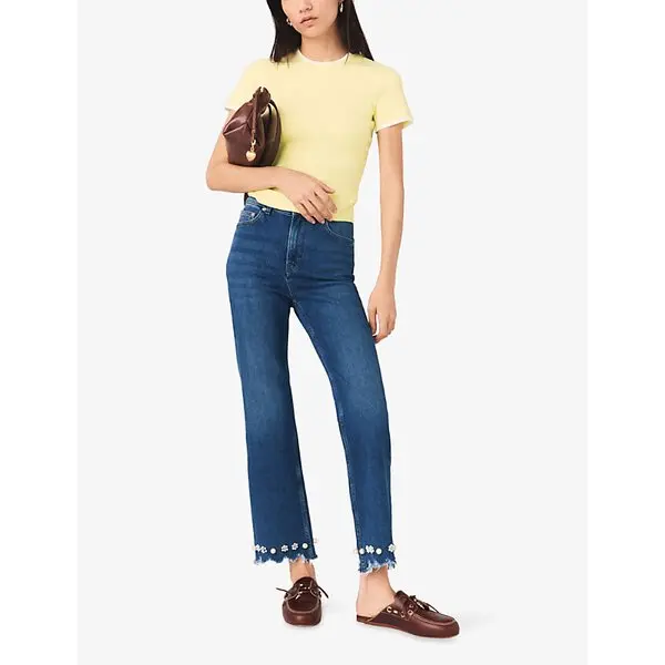 Maje Beaded Flared Bootcut Denim Jeans