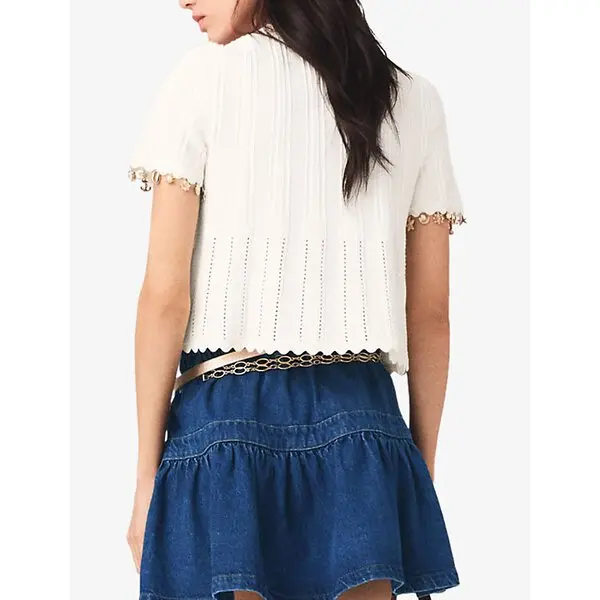 Maje Charm-embellished Knitted Cotton-blend Cardigan
