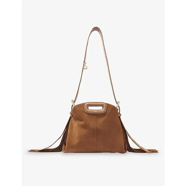 Maje Mini Suede Shoulder Bag - Camel