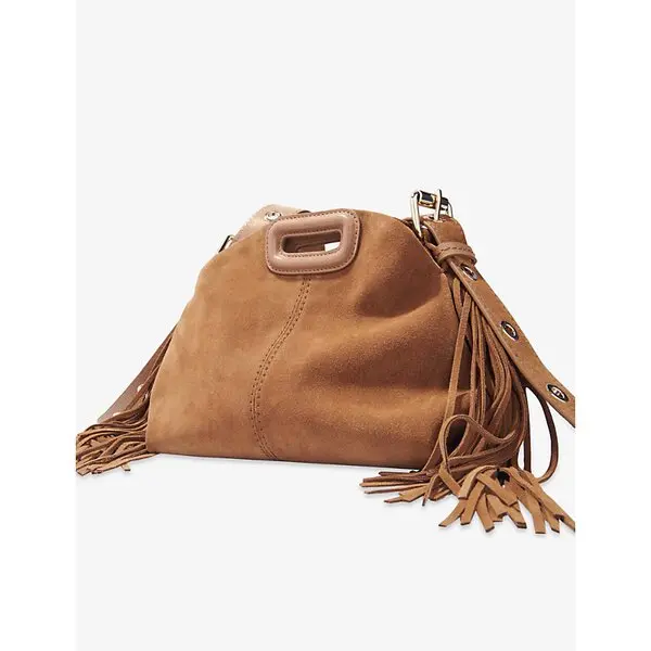 Maje Mini Suede Shoulder Bag - Camel