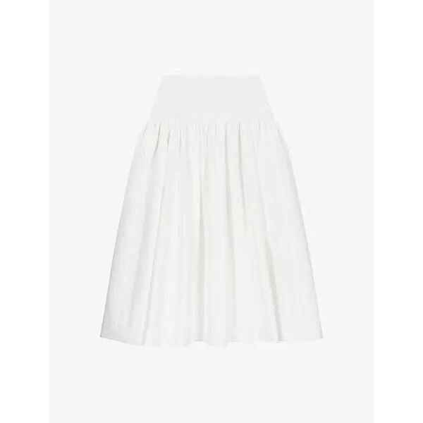 Maje Flared High-rise Taffeta Midi Skirt