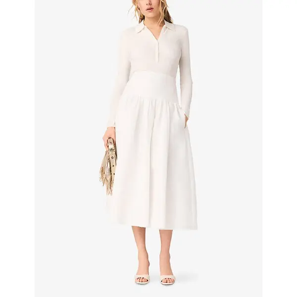 Maje Flared High-rise Taffeta Midi Skirt