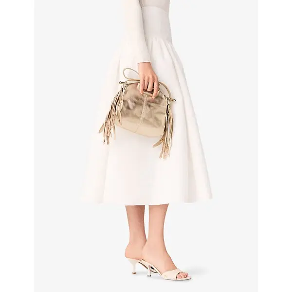 Maje Flared High-rise Taffeta Midi Skirt