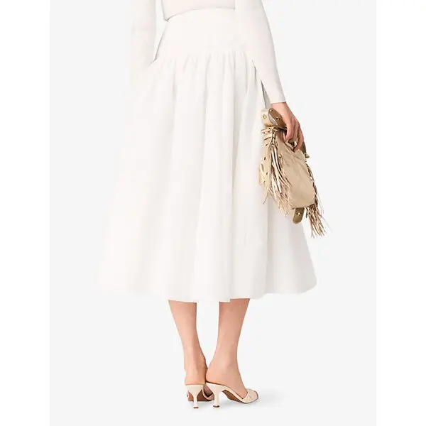 Maje Flared High-rise Taffeta Midi Skirt