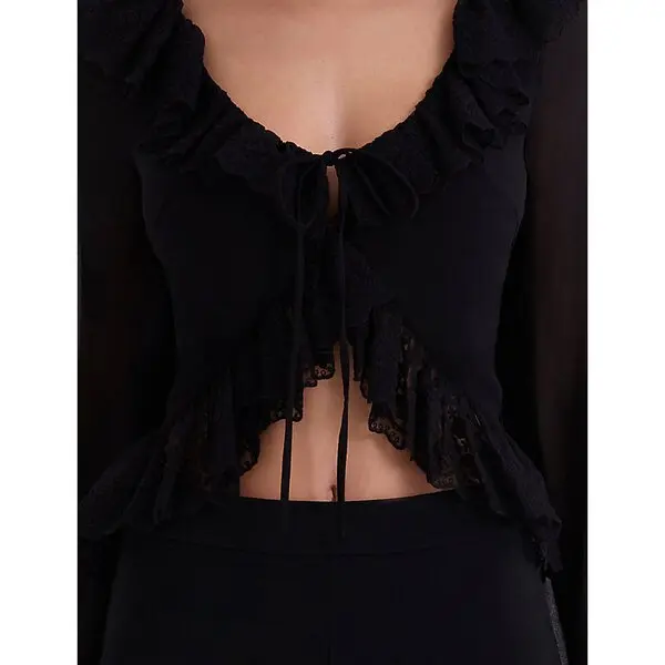 House Of Cb Goya Tie-front Chiffon Blouse