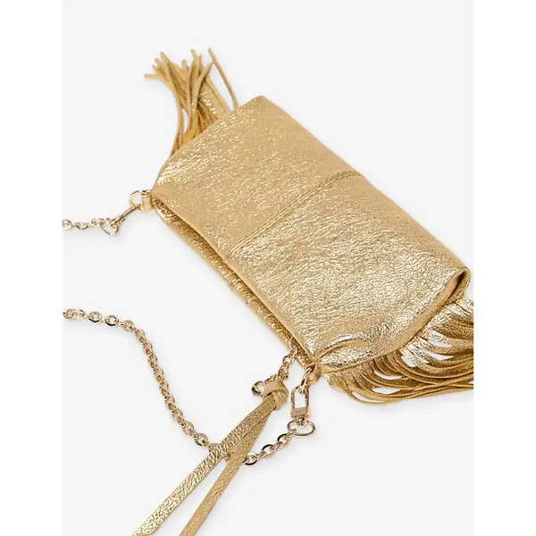 Maje Leather Clutch With Detachable Chain Strap