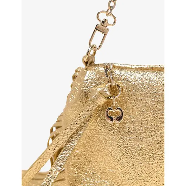 Maje Leather Clutch With Detachable Chain Strap