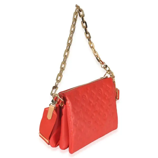 LOUIS VUITTON Coussin Pm Embossed Monogram Lambskin Shoulder Bag - Orange
