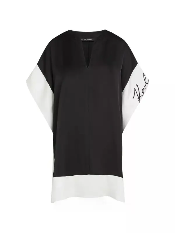 Karl Lagerfeld Mini Colorblock V-neck Dress - Black