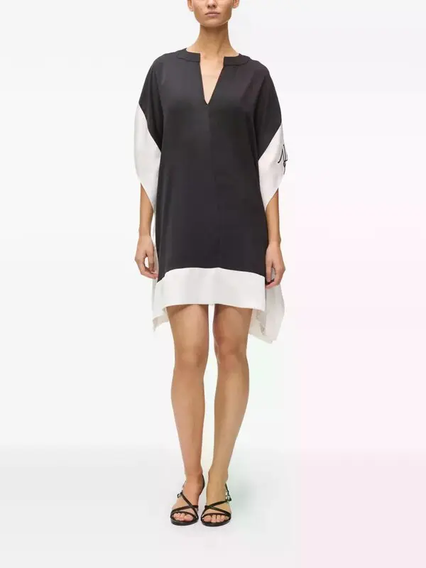 Karl Lagerfeld Mini Colorblock V-neck Dress - Black
