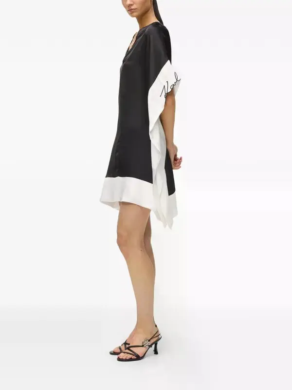Karl Lagerfeld Mini Colorblock V-neck Dress - Black