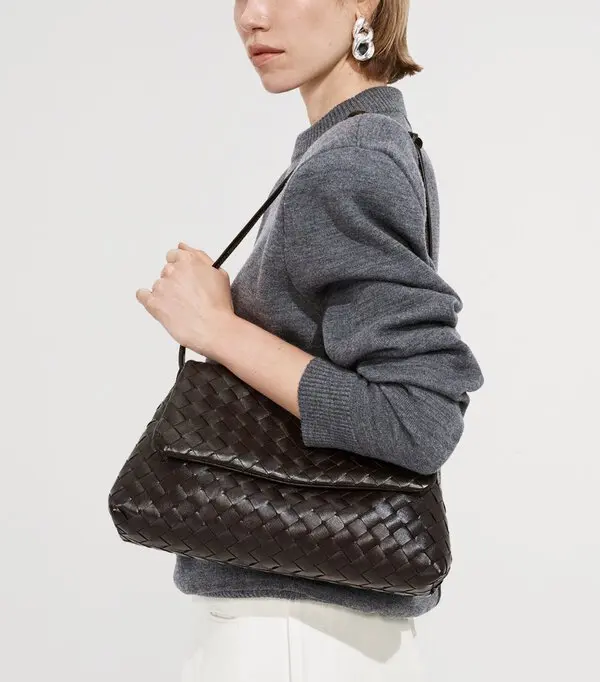 Bottega Veneta Leather Giorno Shoulder Bag - Brown