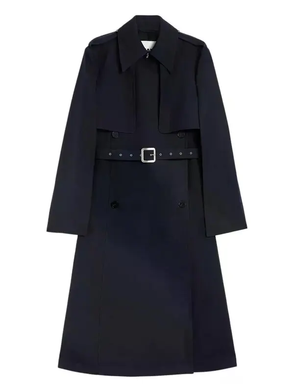 JIL SANDER Double-breasted Belted Wool Coat - Blue