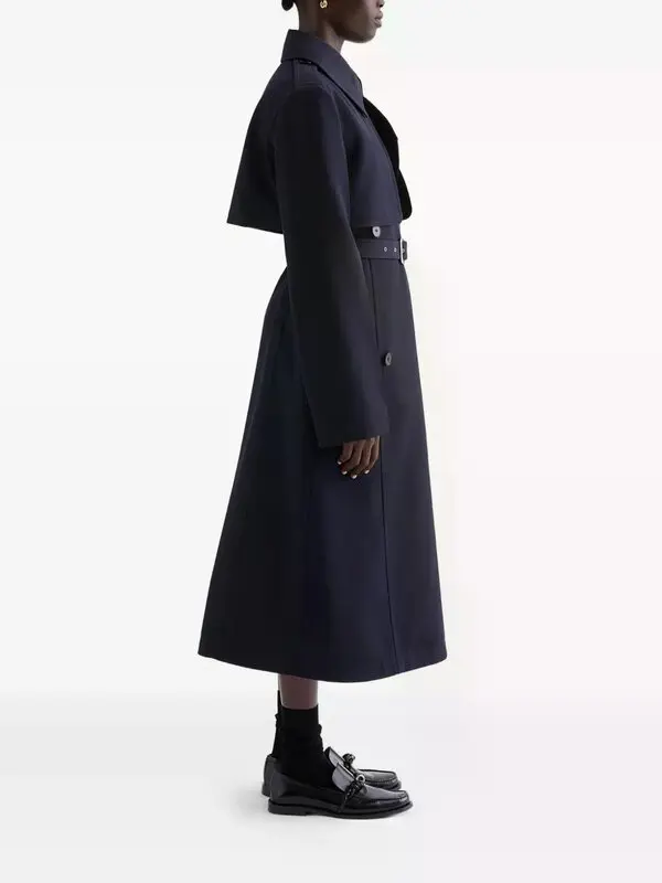 JIL SANDER Double-breasted Belted Wool Coat - Blue